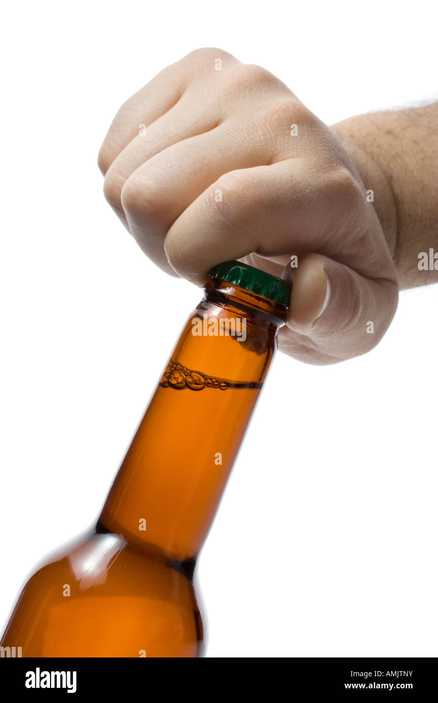 Opening a bottle of beer Stock Photo - Alamy