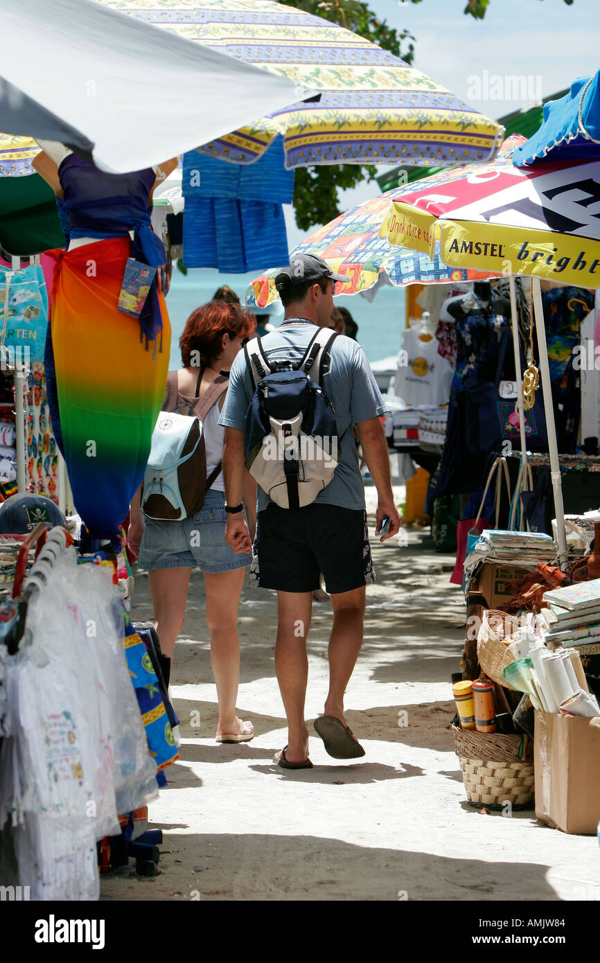 Beach market shopping Philipsburg St Maarten Stock Photo - Alamy