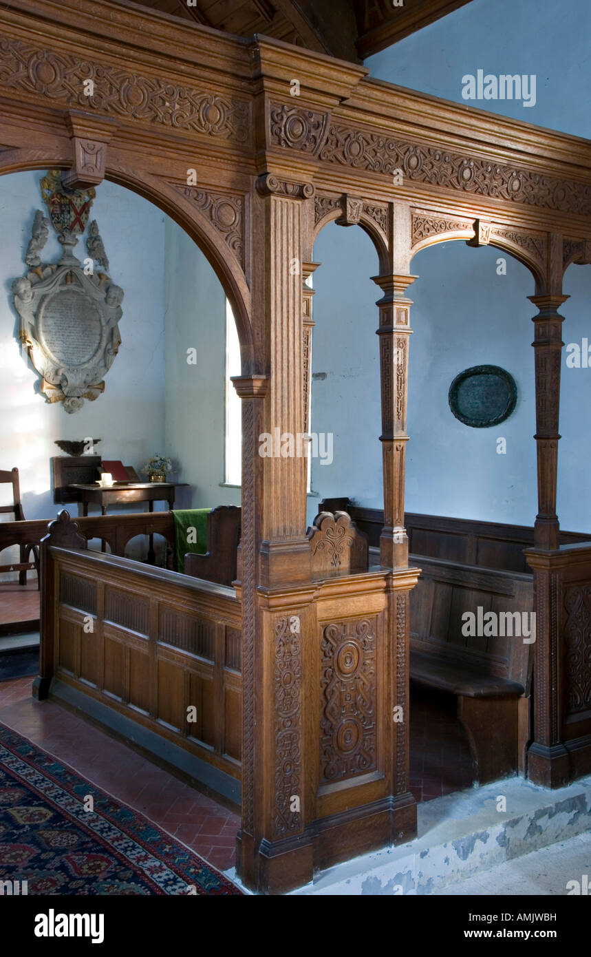The rood screen of St Beuno's Church, Penmorfa, Gwynedd, Wales, UK.15c ...