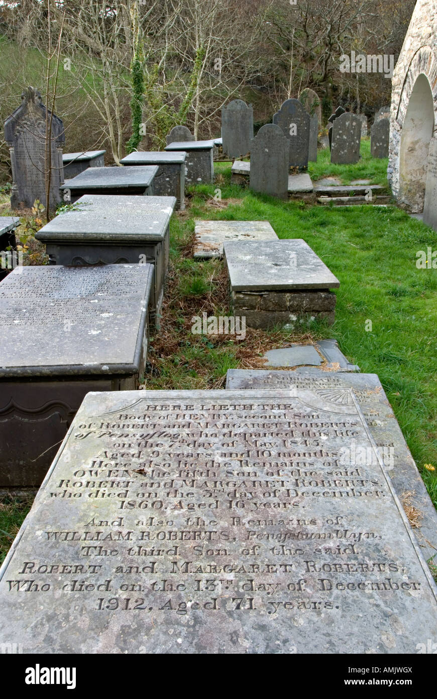 St Beuno's Church, Penmorfa, Gwynedd, Wales, UK. 15c church with fine ...