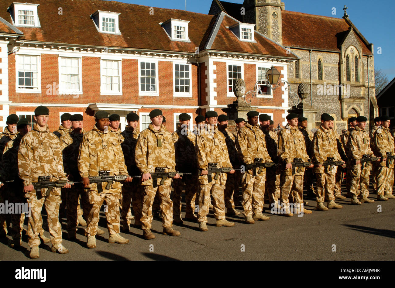 Lines of soldiers celebrate their return from Iraq The Rifles an elite ...