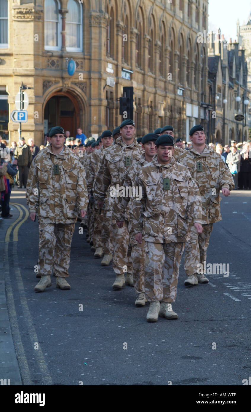 Line of Marching Soldiers The Rifles an elite rifle regiment Parade in ...