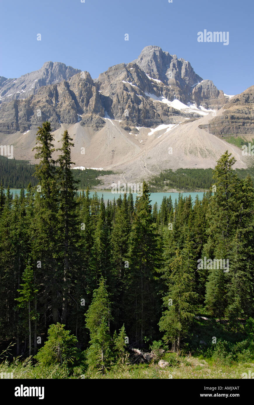 Bow Lake and Bow Glacier Along Icefields Parkway Banff National Park ...