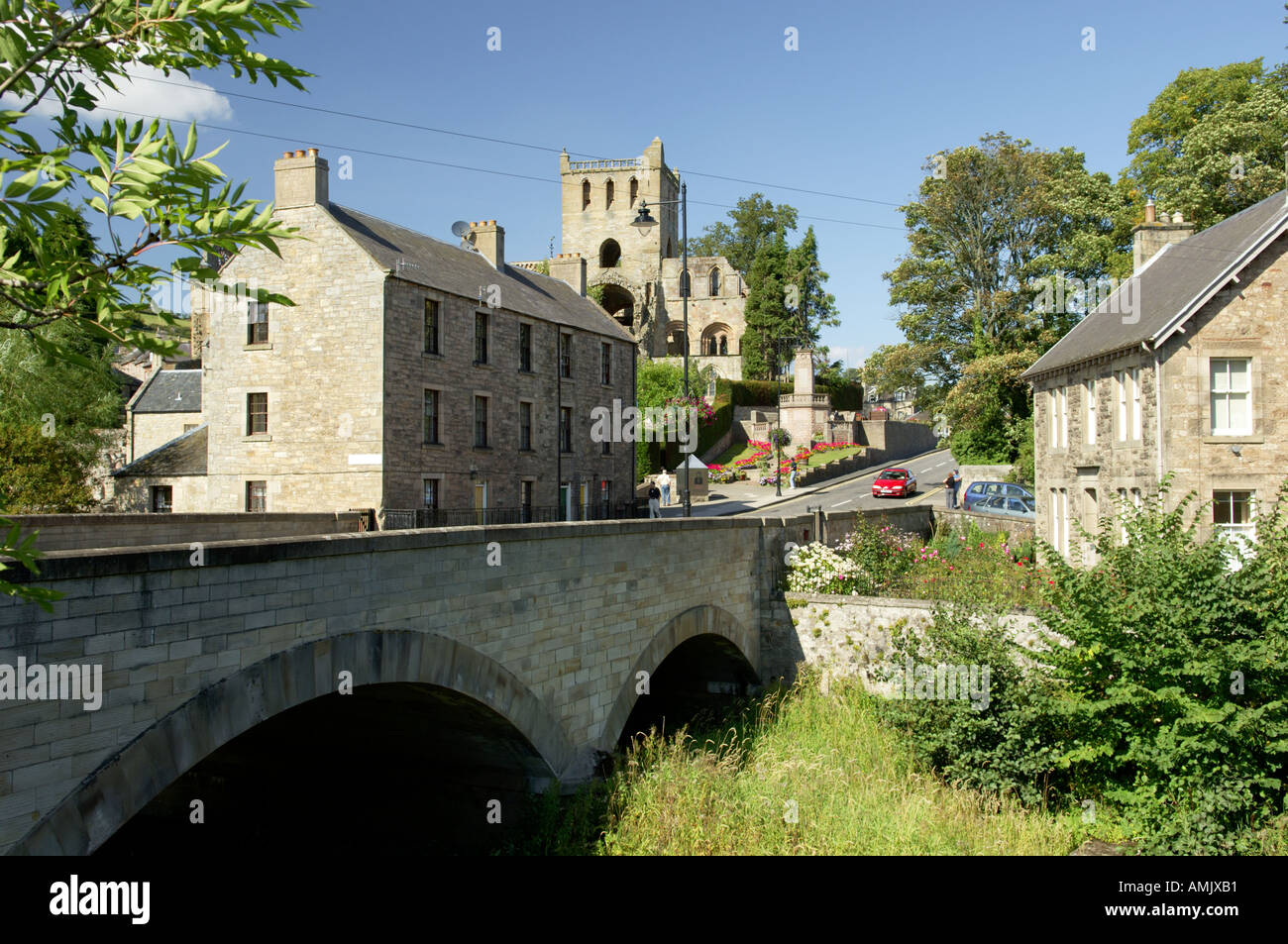 Across the River Jed up the street to Jedburgh Abbey in the medieval ...