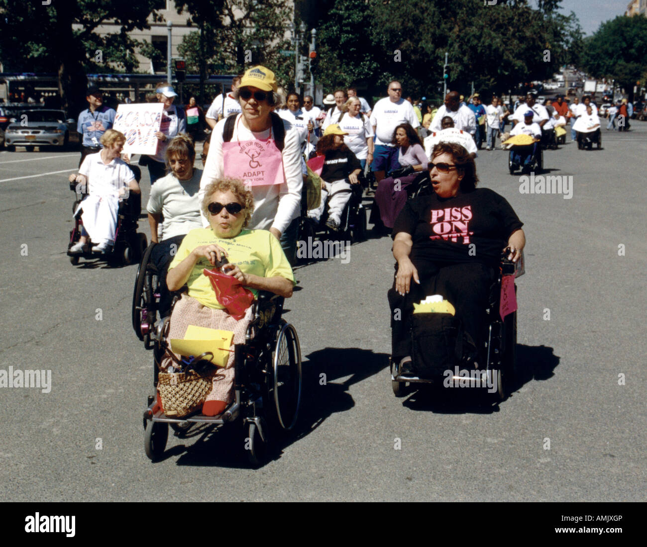 People with disabilities participating in a Freedom March to advocate ...