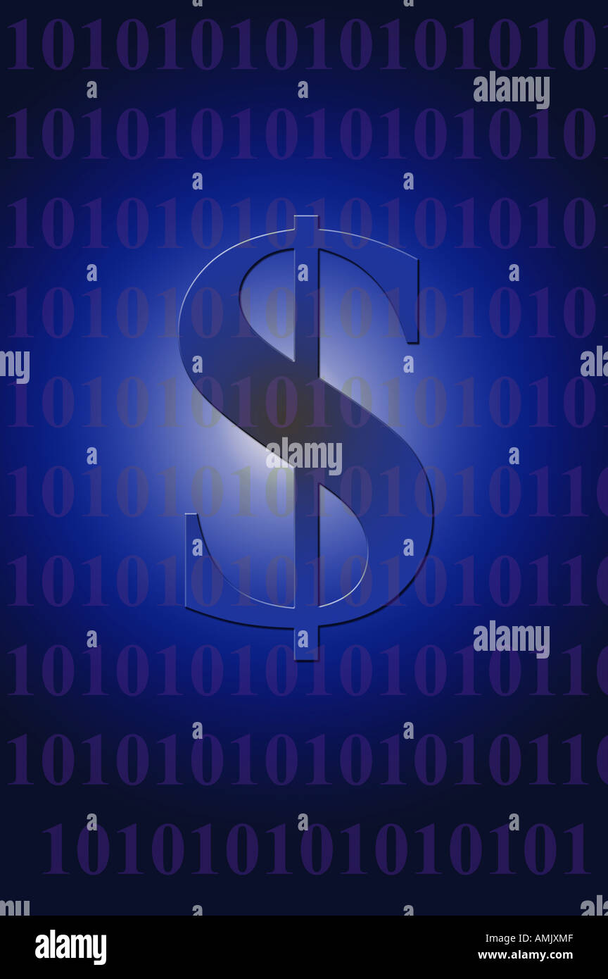 a stock photograph of a dollar sign and binary numbers representing the ...