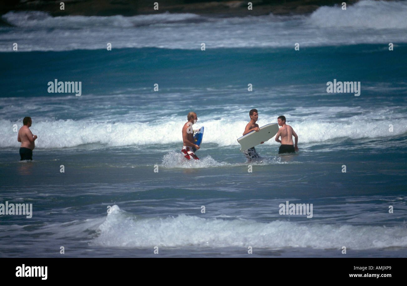 Sydney New South Wales Australia Bondi Beach Men Boogie Boarding Stock ...