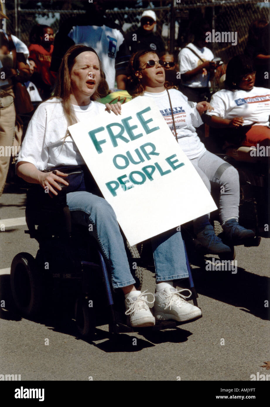 Woman participating at a national disability civil rights event and ...