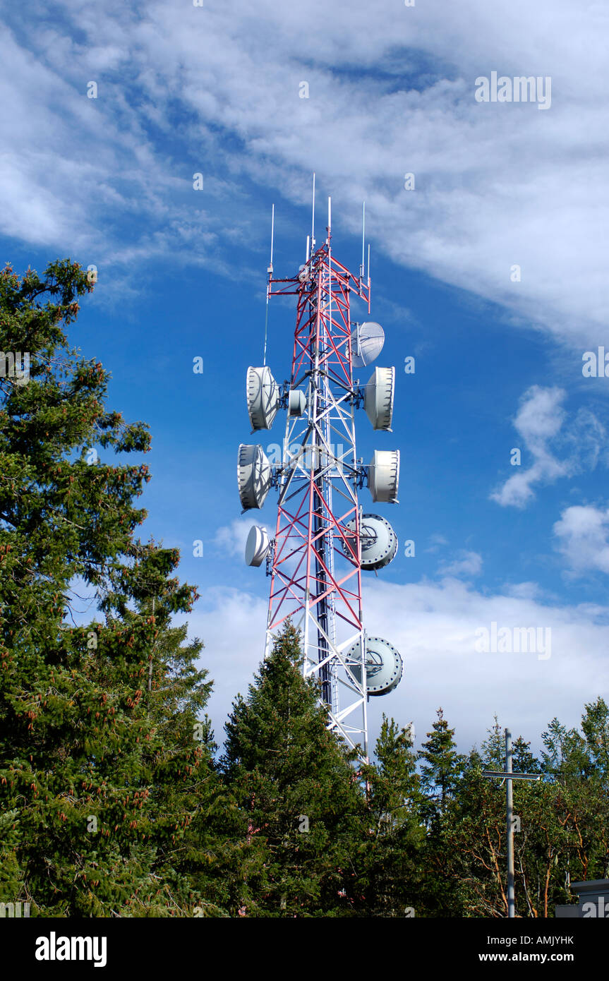 Telecommunications Tower Masts Antennae Aerials Microwave Dishes Stock ...