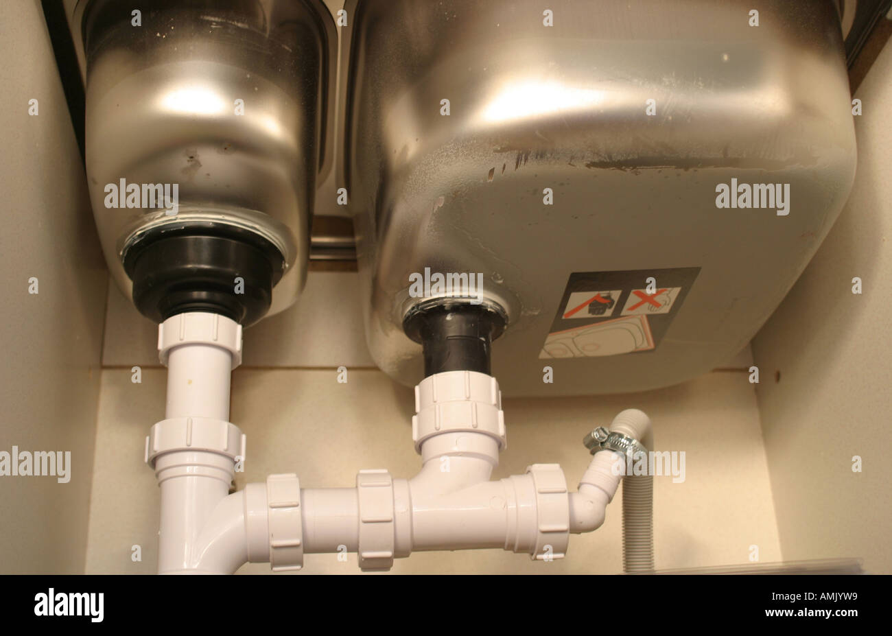 A Stock Photograph of the Underneath of a Sink With its Drainage System ...