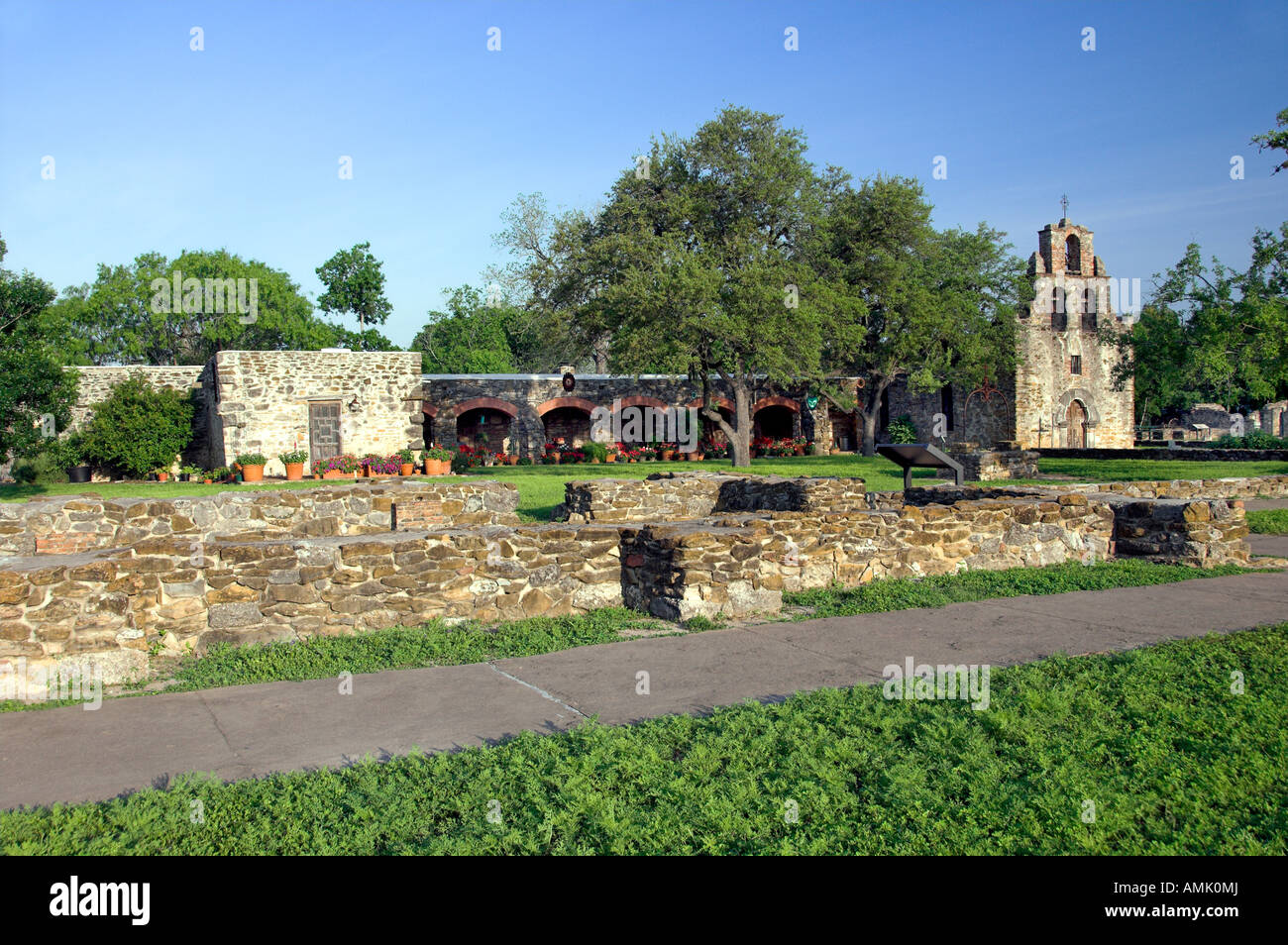 The historic Spanish Mission San Francisco de la Espada buildings in ...