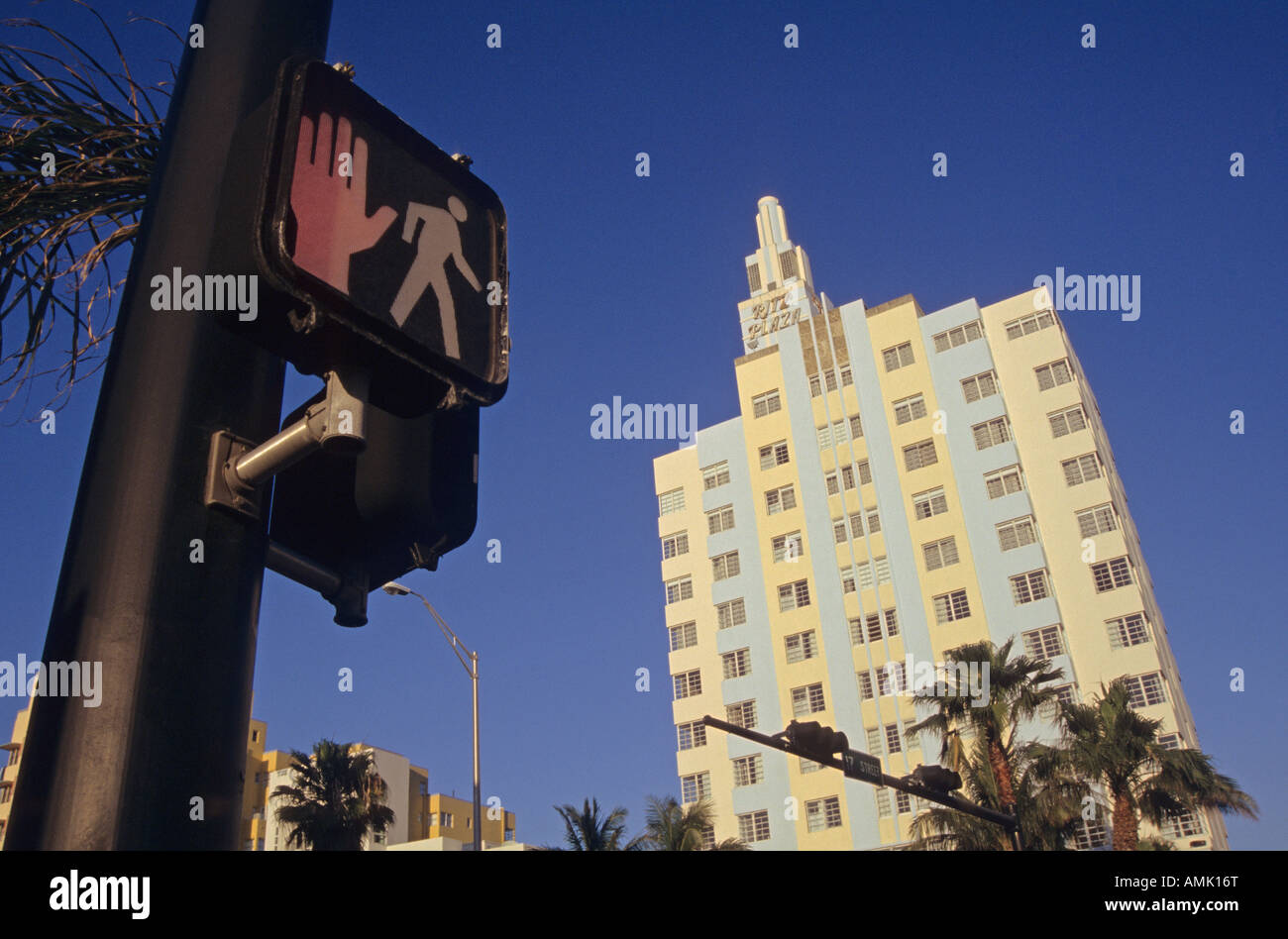 traffic lights pedestrian sign and the Ritz Plaza Hotel South Miami ...