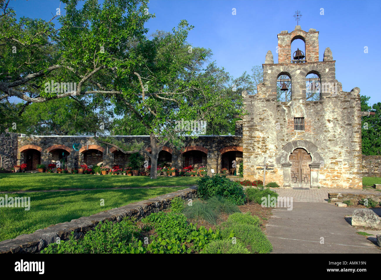 The historic Spanish Mission San Francisco de la Espada buildings in ...