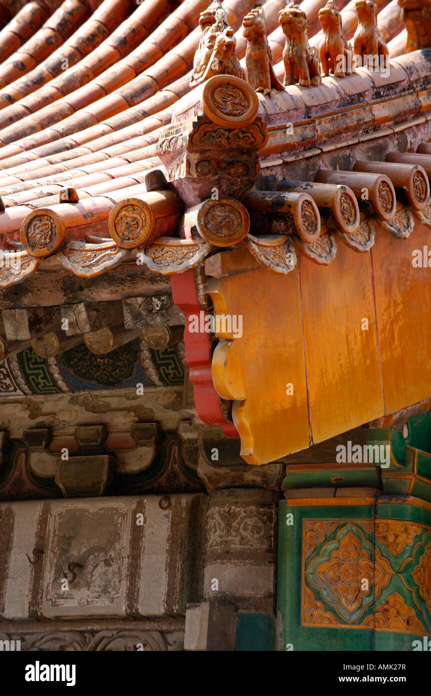 Rooftop sculpture and gable corner Forbidden Palace Beijing China Sept ...