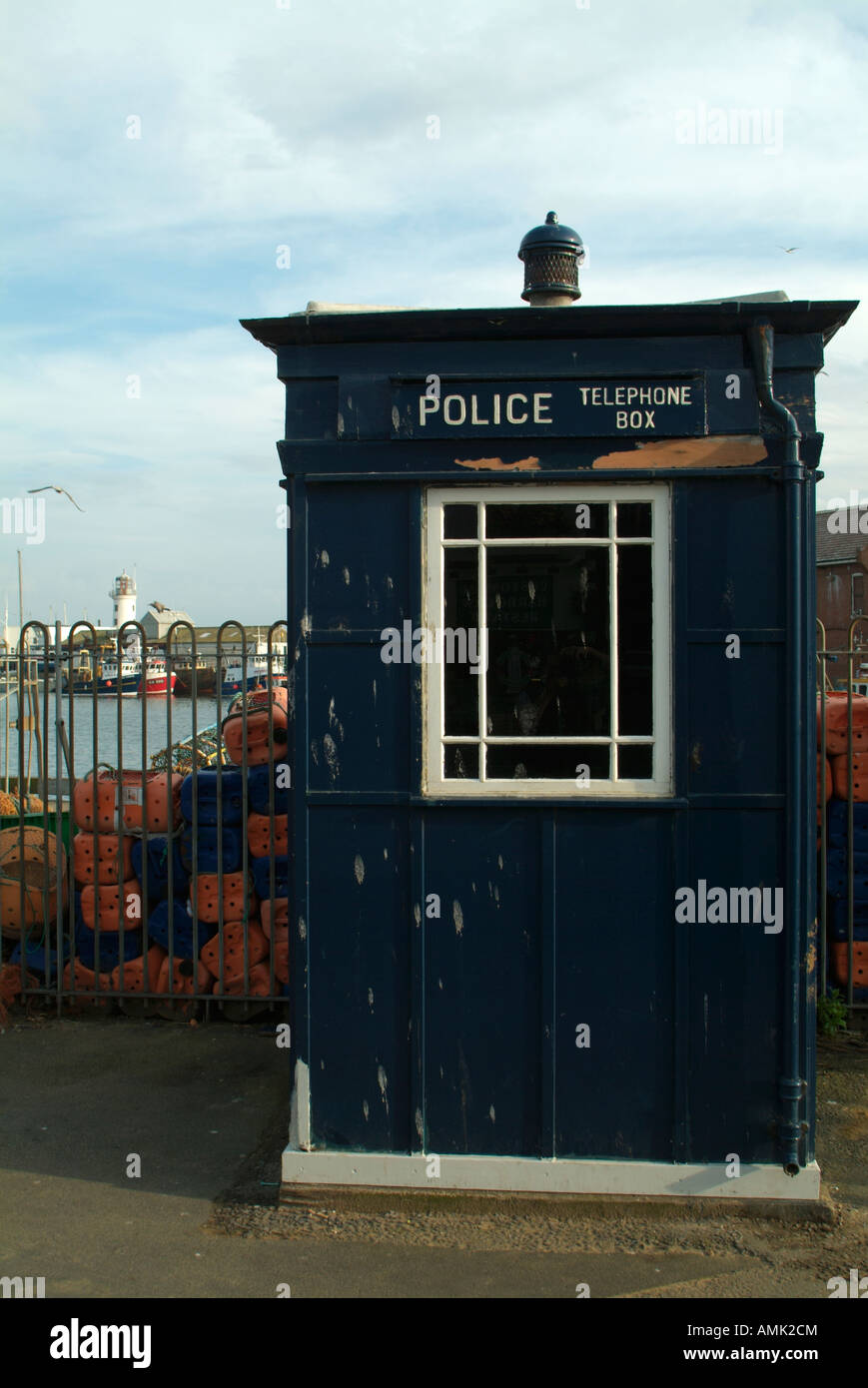 Police box Scarborough harbour North Yorkshire Stock Photo - Alamy