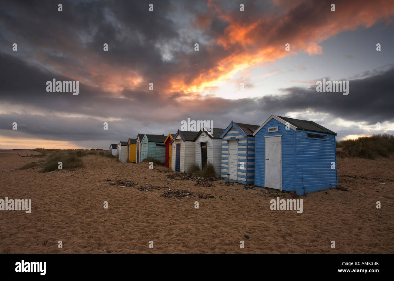 Beach Hut Sunset Stock Photo - Alamy