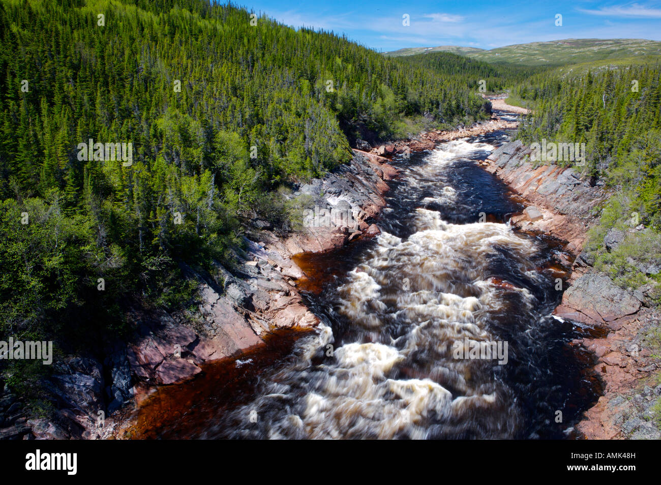 Pinware River gorge and rapids seen from along the Labrador Coastal ...