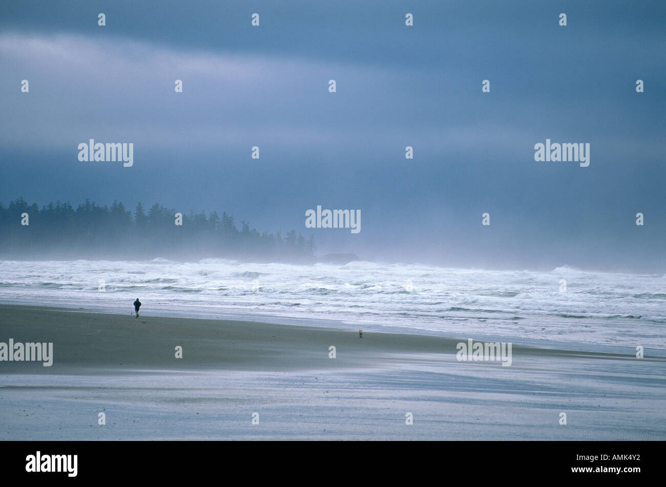 Person Running on Long Beach, Pacific Rim Nat. Park, Vancouver Island ...