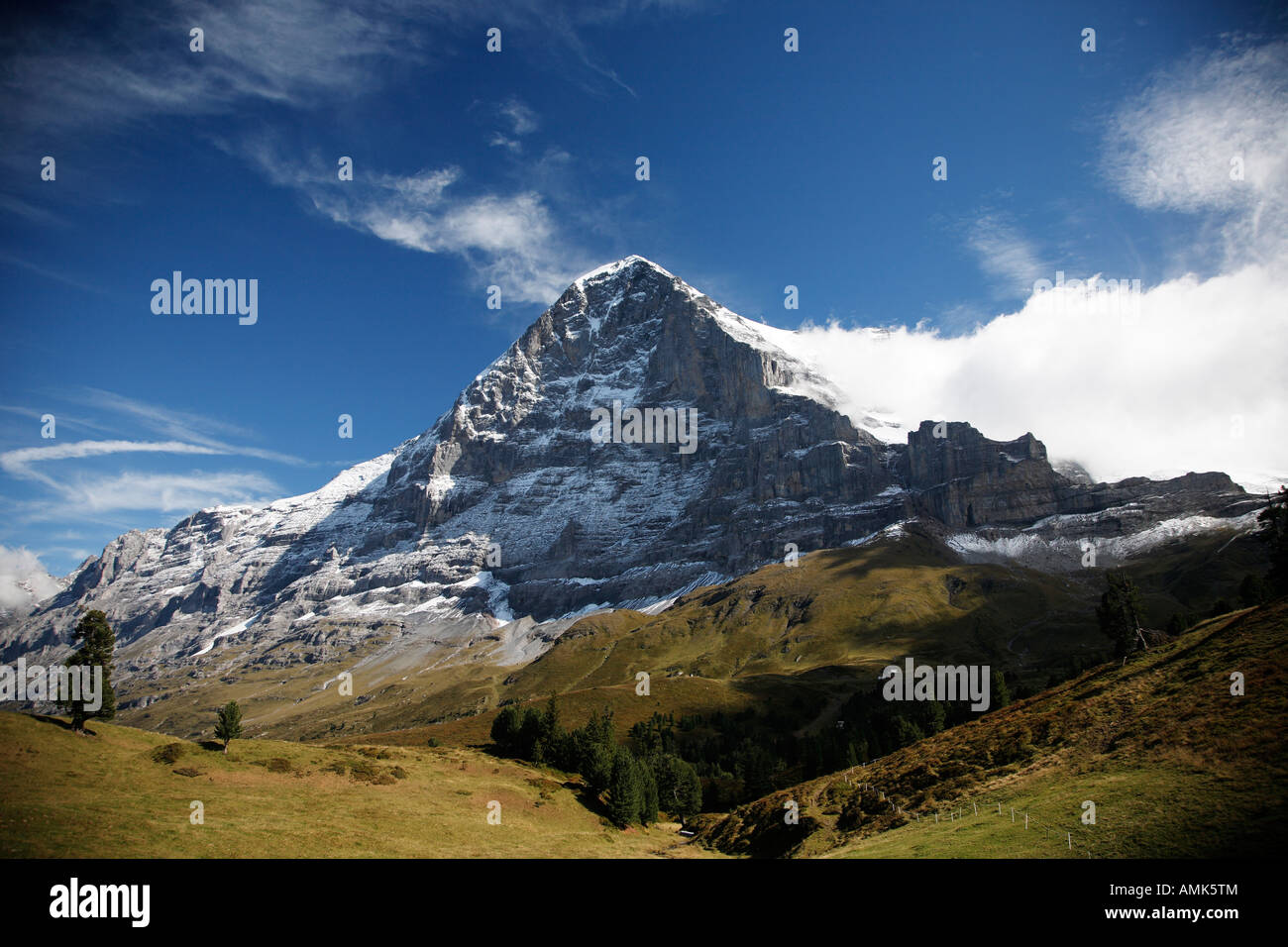 View to the the Eiger Nordwand northside Bernese Oberland Switzerland ...
