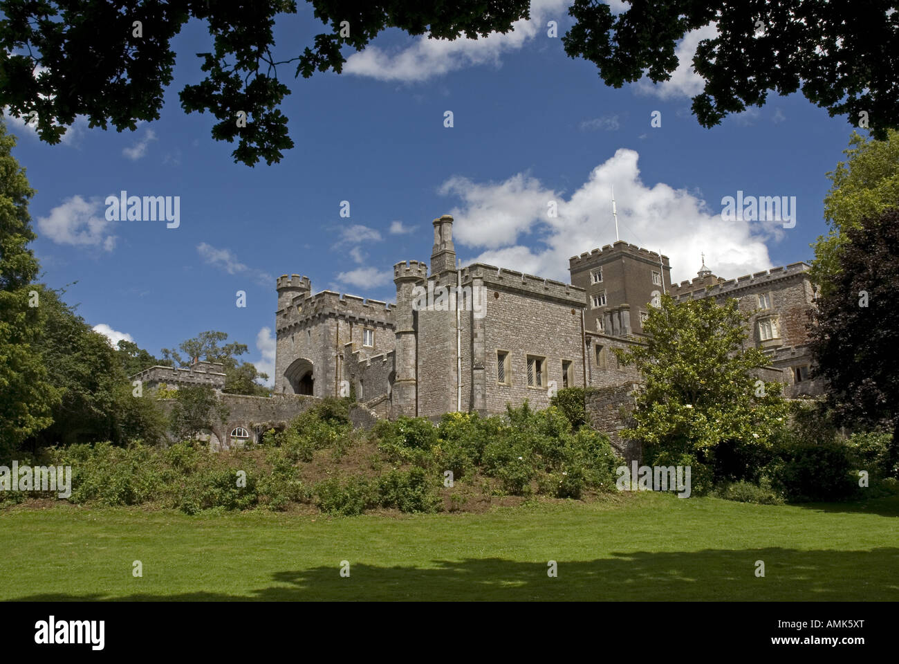 Powderham Castle, historic home of the Earl of Devon near Exeter Stock ...