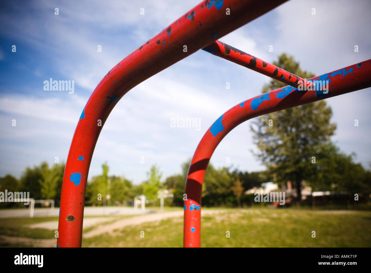 closeup on a monkey bar on a playground Stock Photo - Alamy