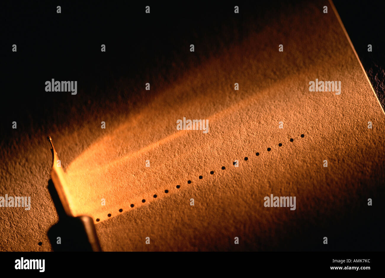 Fountain Pen and Paper with Dotted Line Stock Photo - Alamy