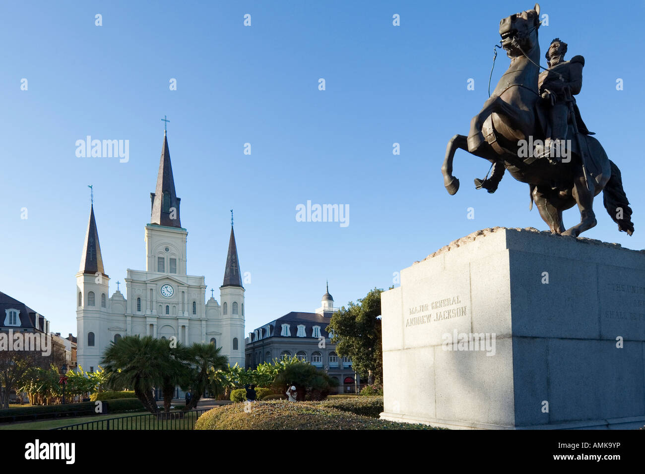 St Louis Cathedral and Statue of General Andrew Jackson, Jackson Square ...