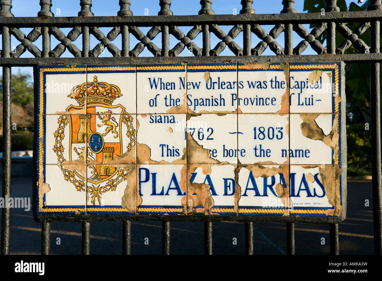Plaque on Railings, Jackson Square, French Quarter, New Orleans ...