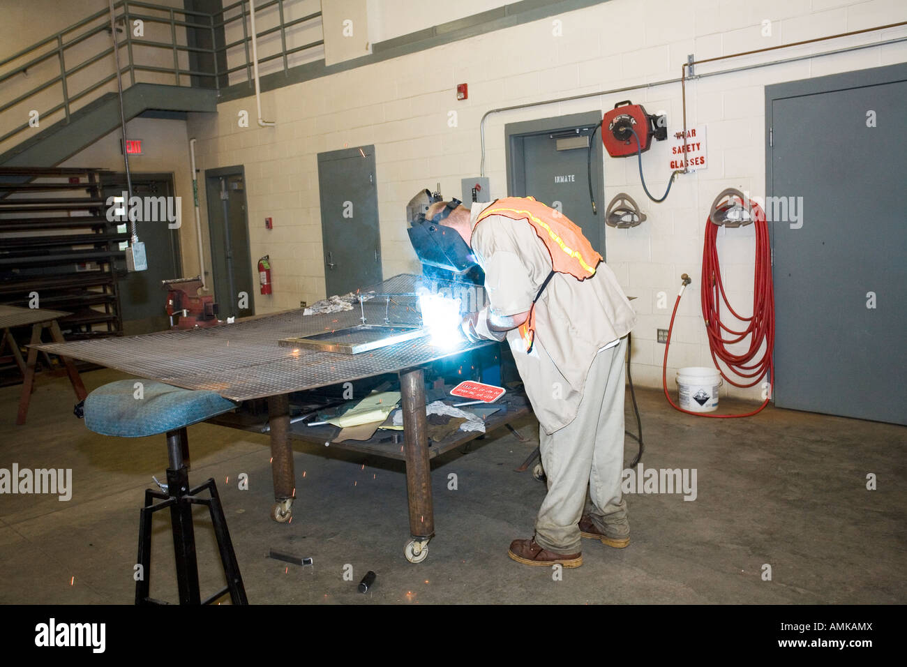 Inmate welding in the maintenance section Maximum security prison ...