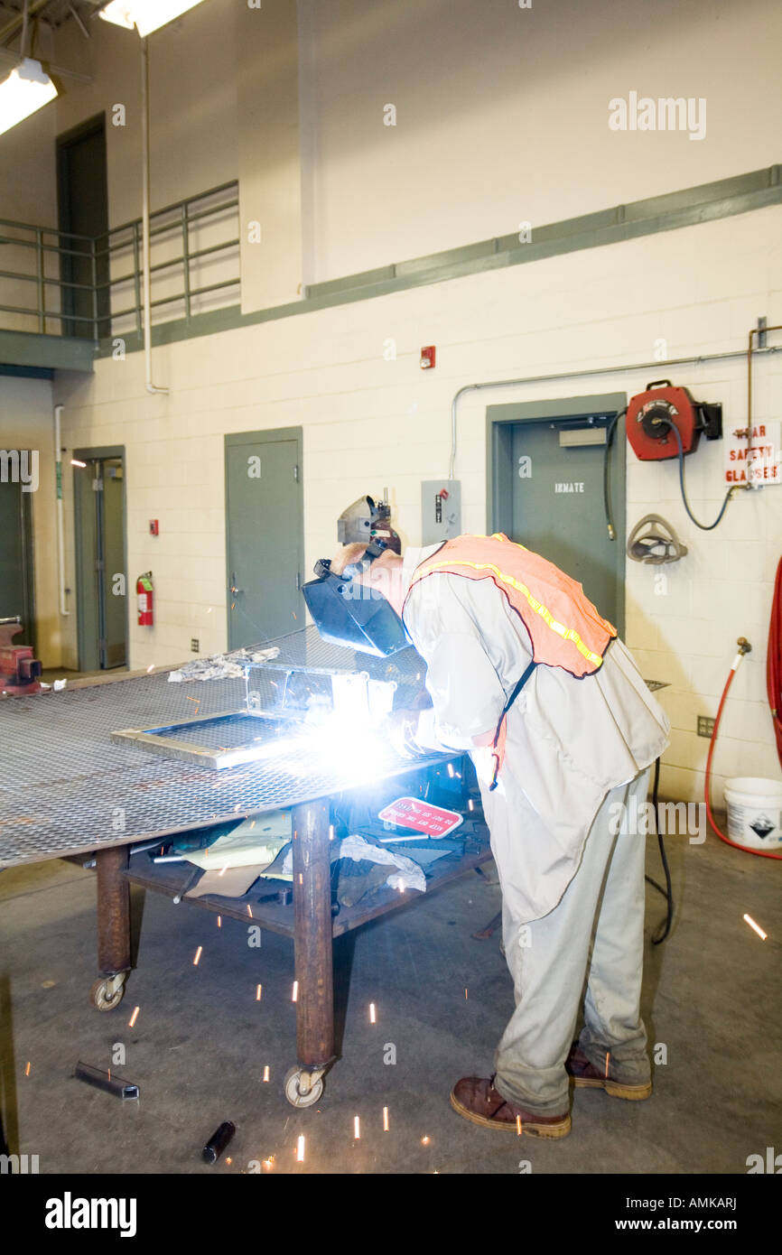 Inmate welding in the maintenance section Maximum security prison ...