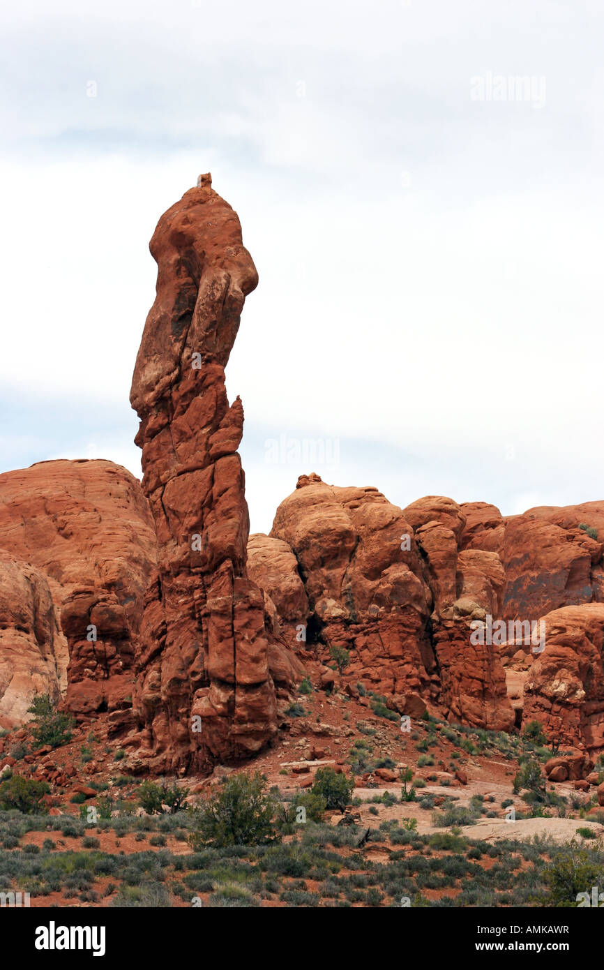 Sandstone tower in Arches National Park in southern Utah Stock Photo ...