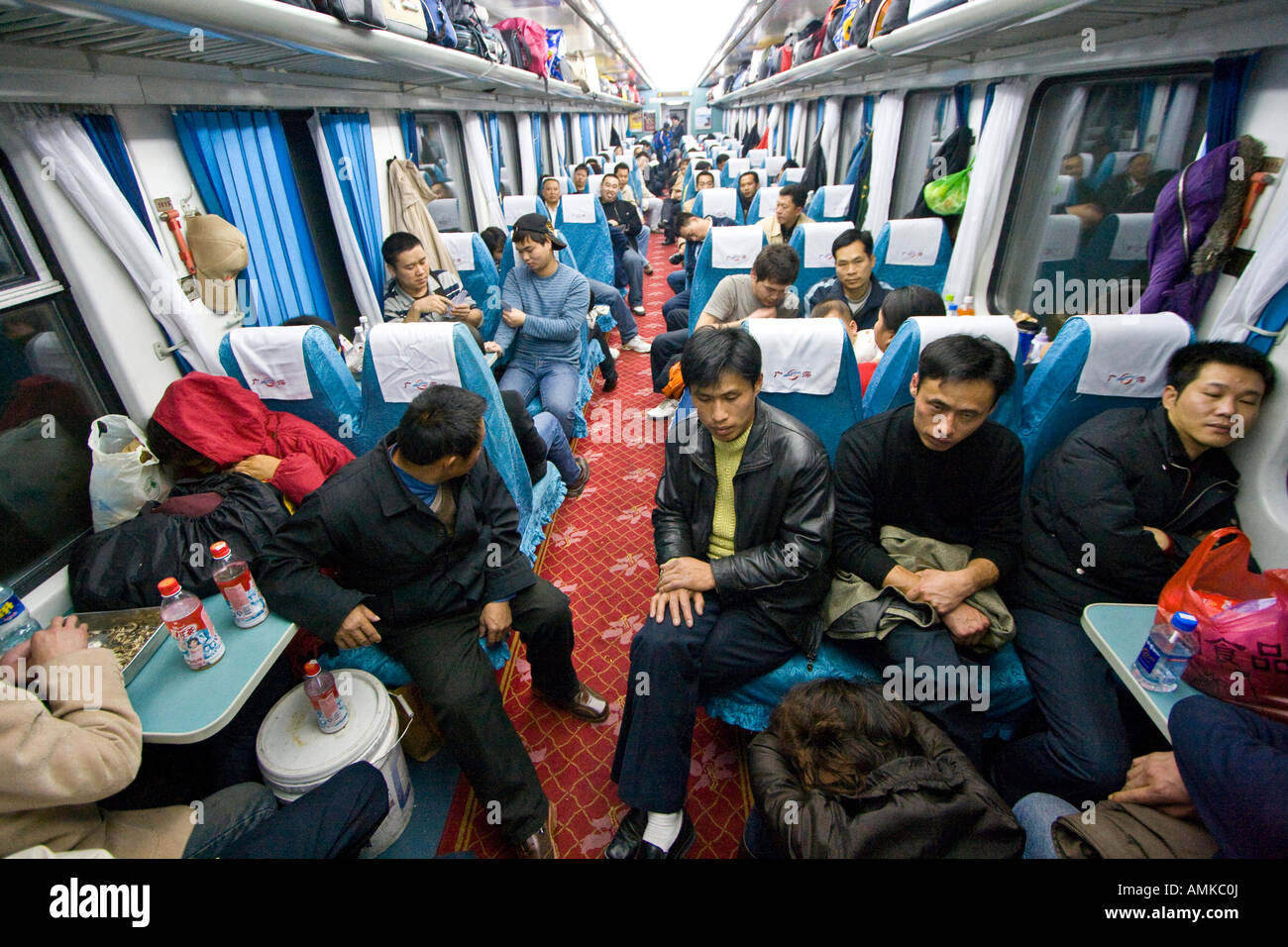 People in Soft Seats Section on a Chinese Long Distance Train China ...