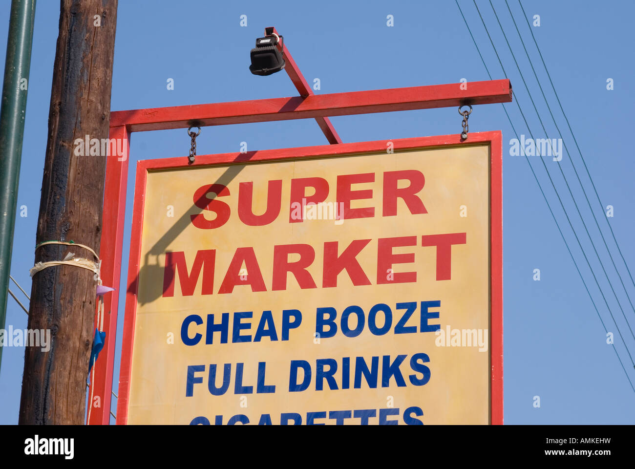 supermarket sign on the pole Stock Photo - Alamy