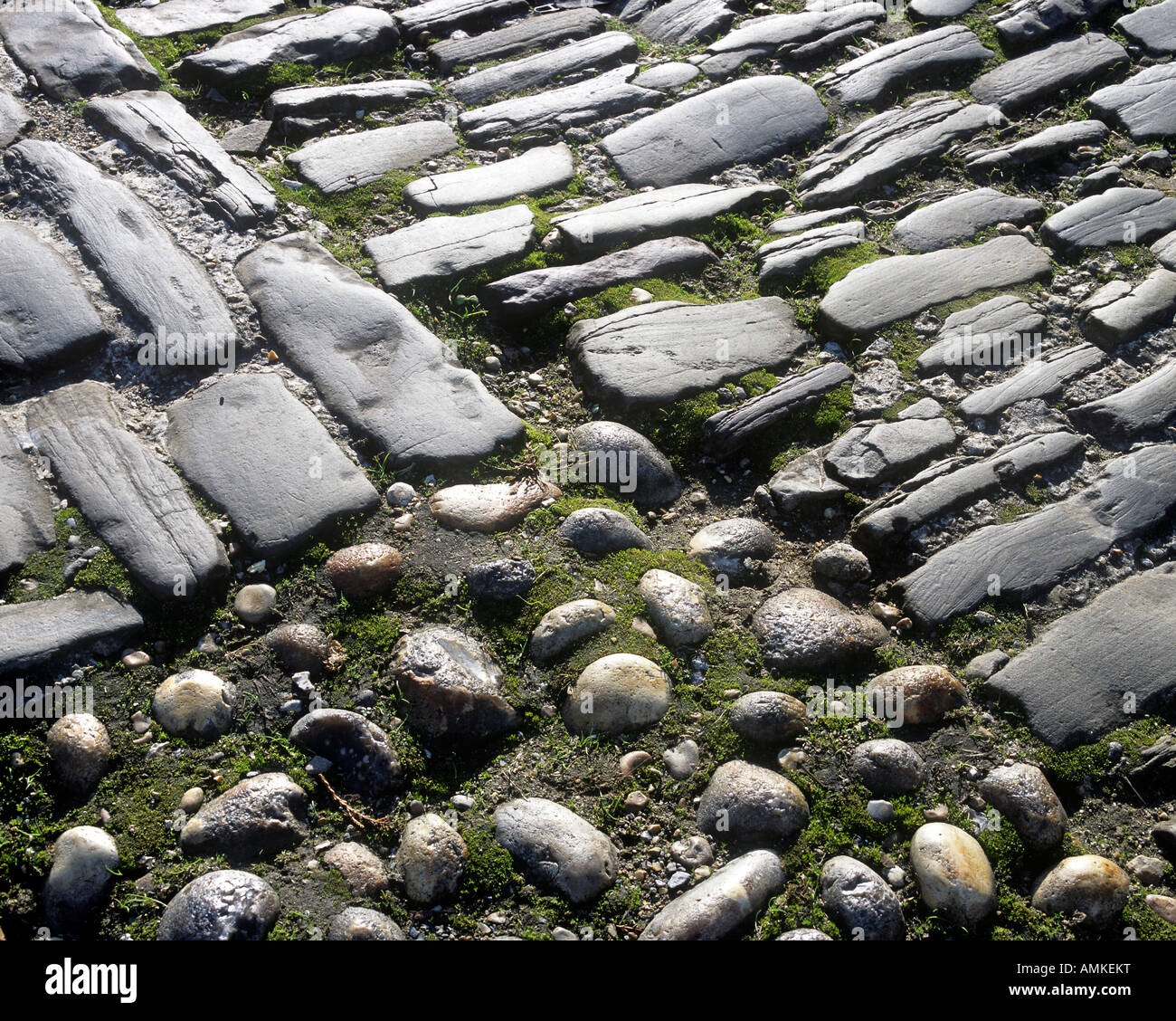 Cobbles and setts defining a footpath route in |Conduit Lane, Rye, East ...