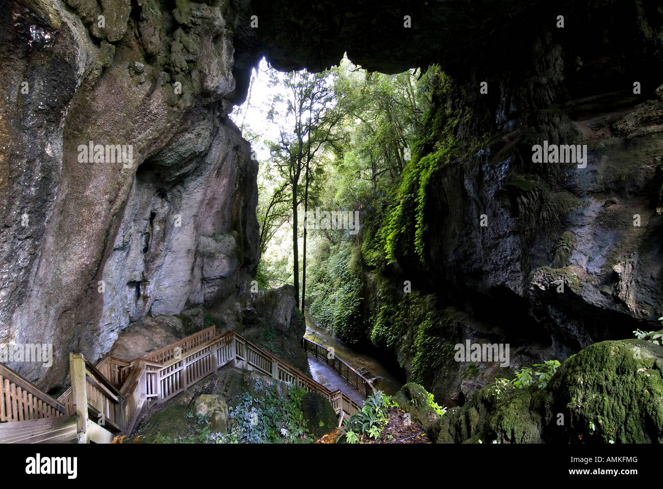 wooden footpath under limestone bridge Stock Photo - Alamy