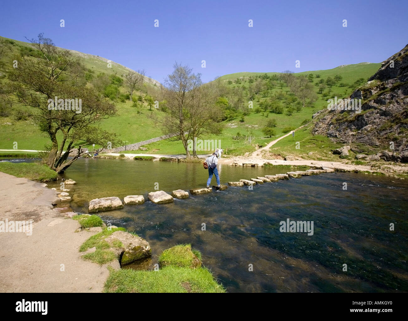 england derbyshire peak district national park valley of the river dove ...