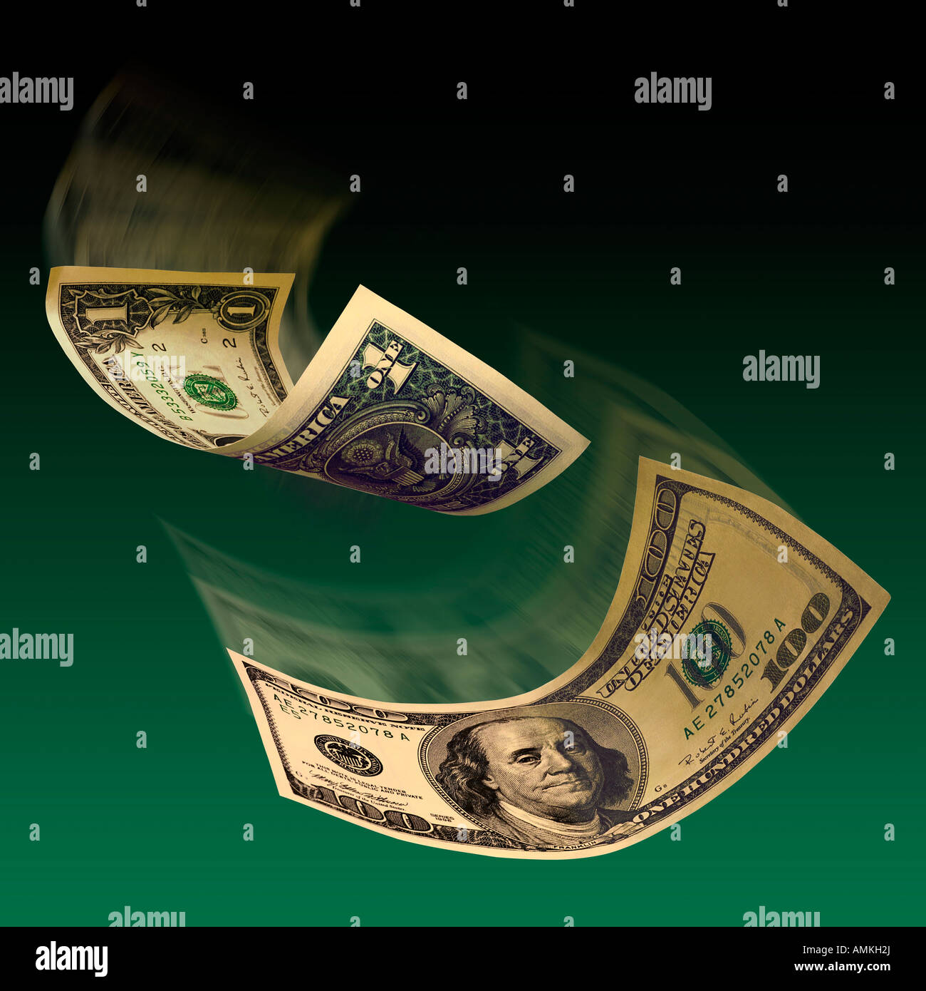 Two Flying American Dollar banknotes Stock Photo - Alamy