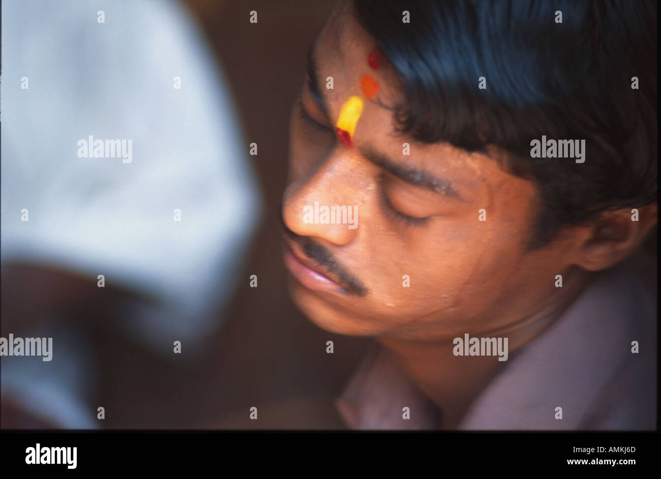 A hindu devotee in Puri Orissa India with the ritual tilak a hindu ...
