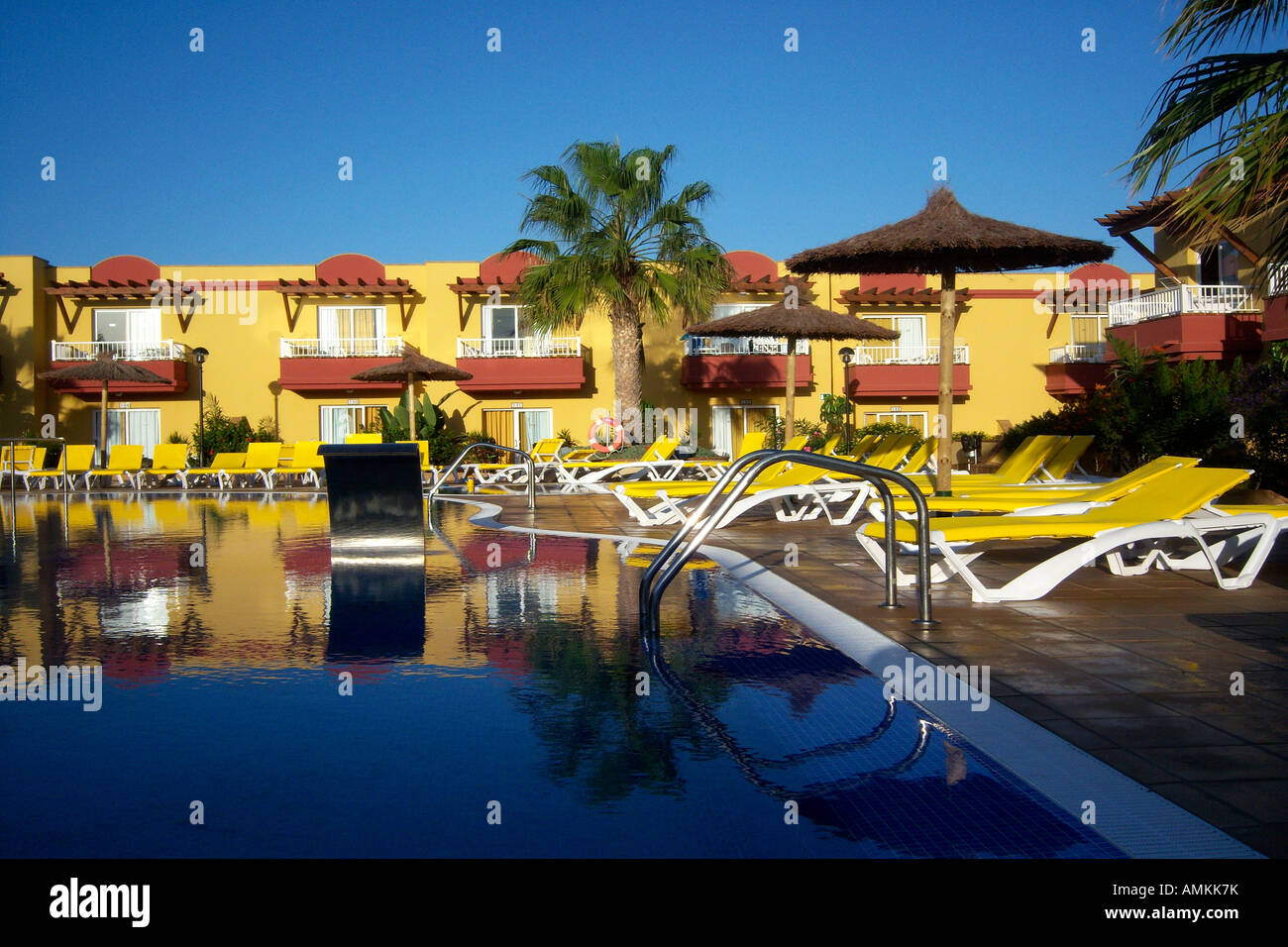 pool area of the hotel Lobosol, Corralejo, Fuerteventura, Canary Island ...