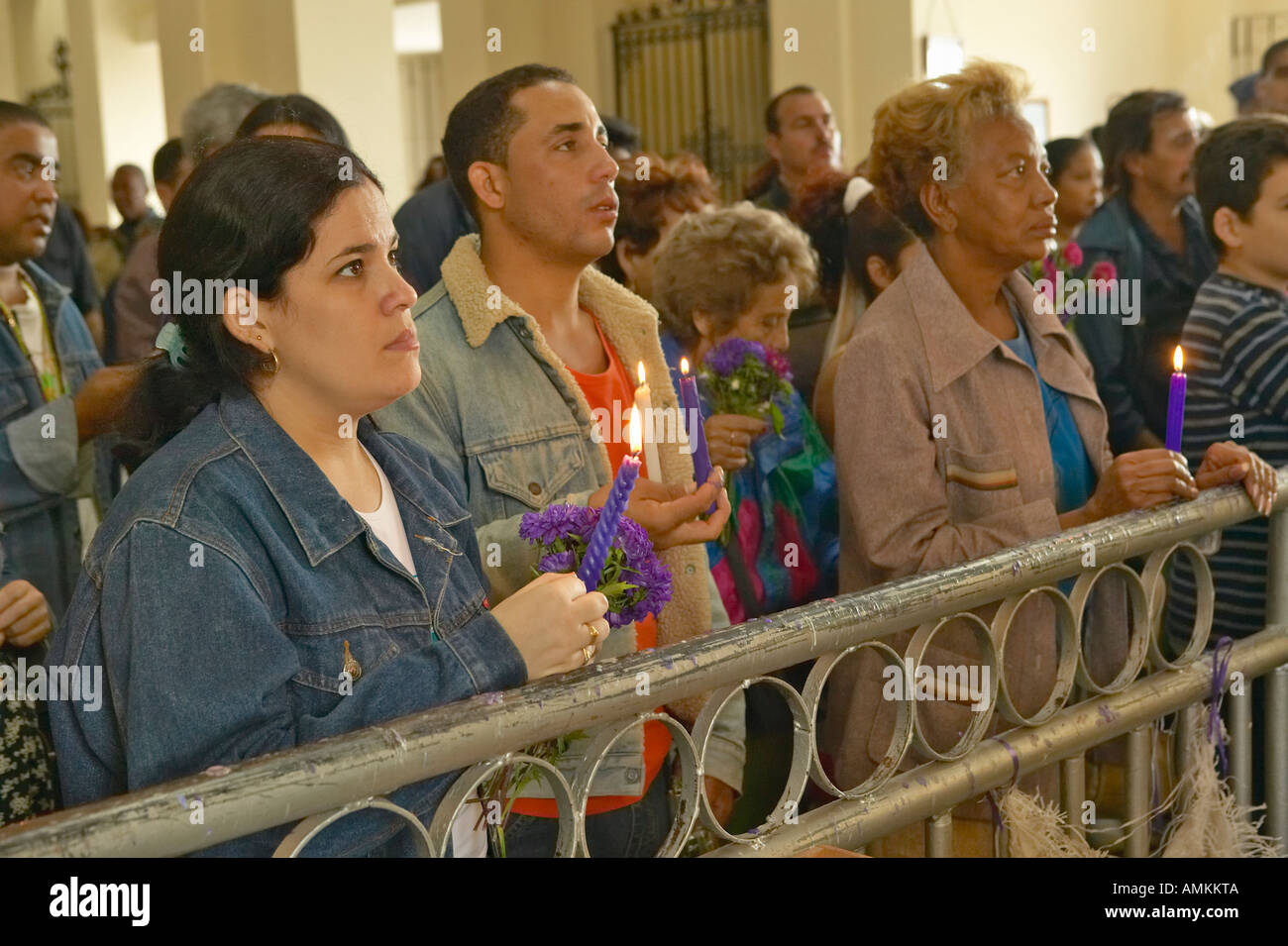 San Lazaro Catholic Church and people praying in El Rincon Cuba Stock ...