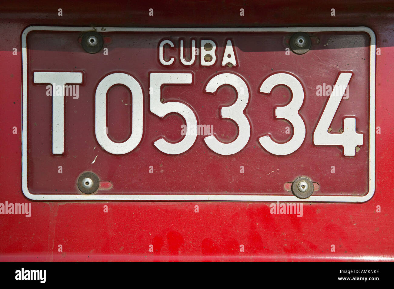 Cuban license plate on car in Havana Cuba Stock Photo - Alamy