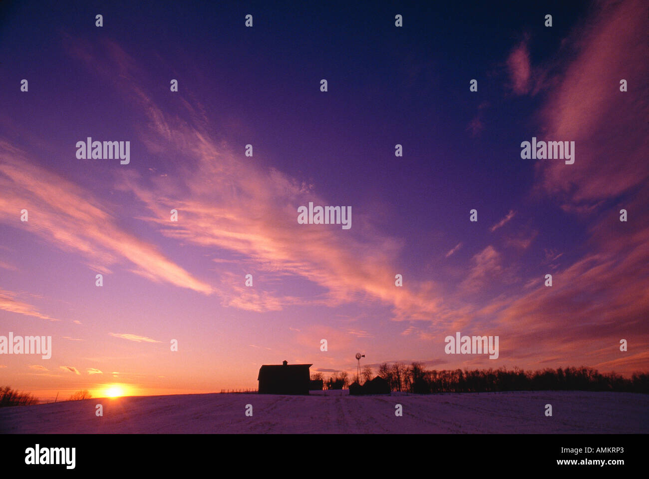 Farm at Sunset Alberta, Canada Stock Photo - Alamy