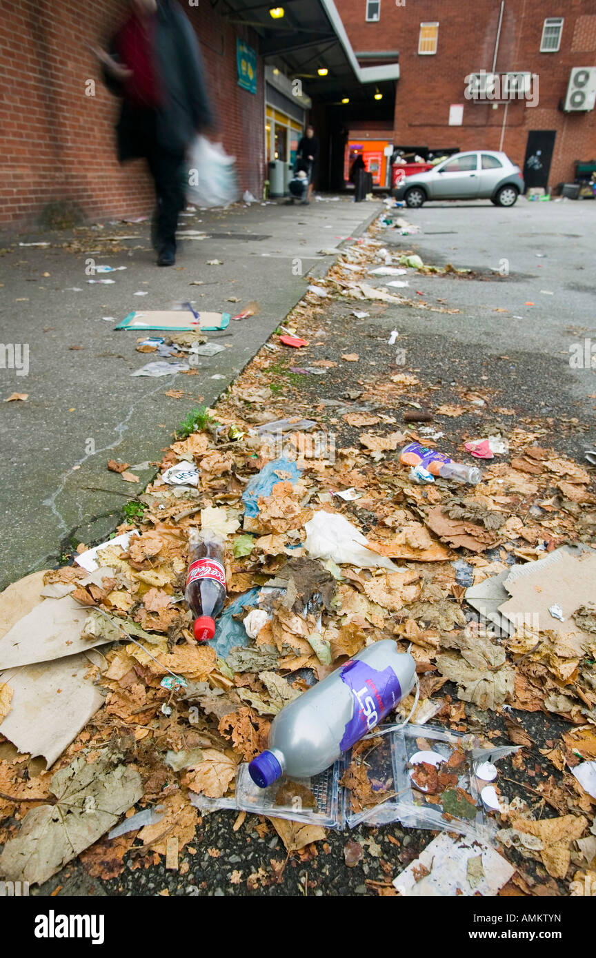 Trashed inner city streets in loughborough UK Stock Photo - Alamy