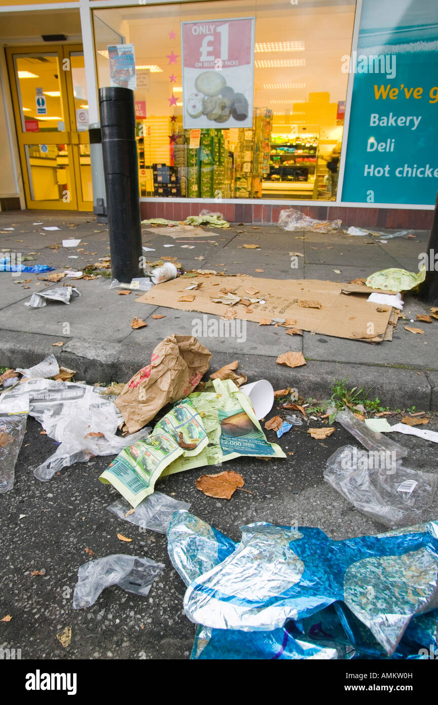 Trashed inner city streets in loughborough UK Stock Photo - Alamy