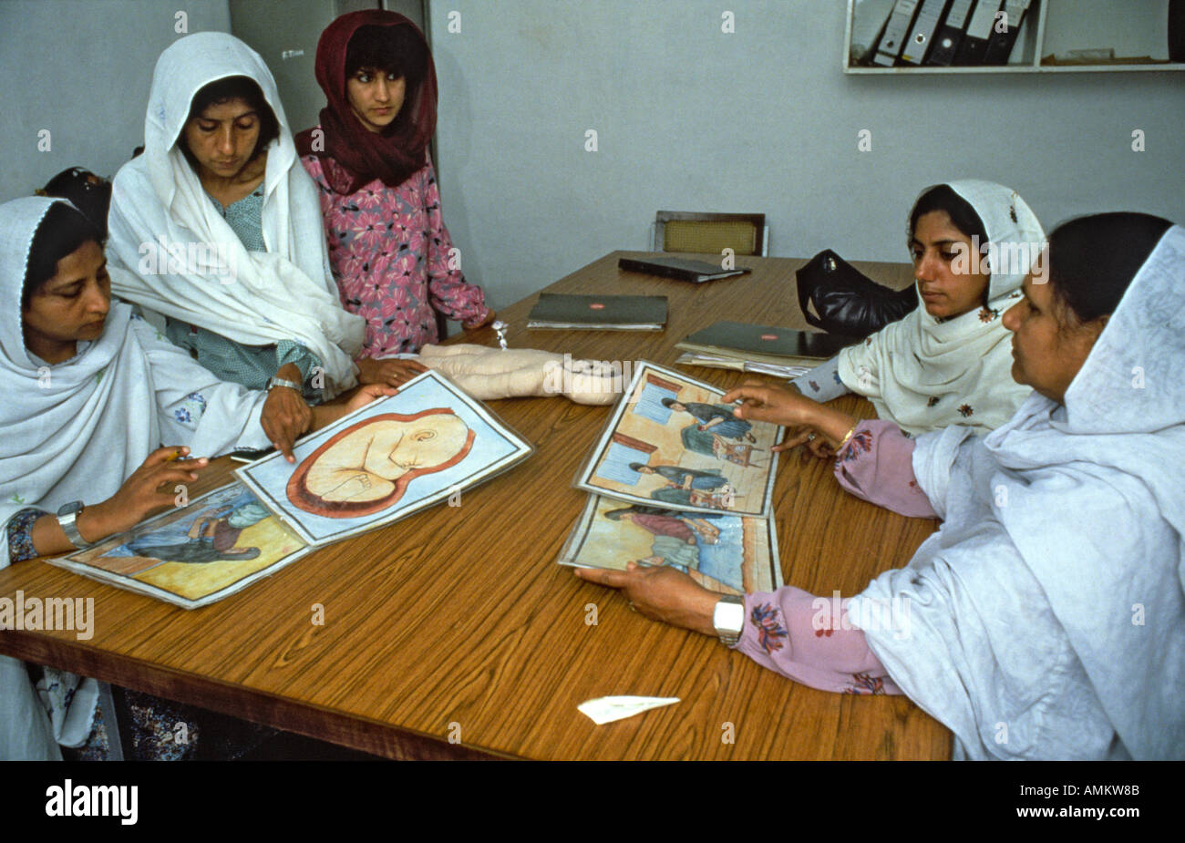 Pakistani women being trained to be birth attendants, using pictures ...