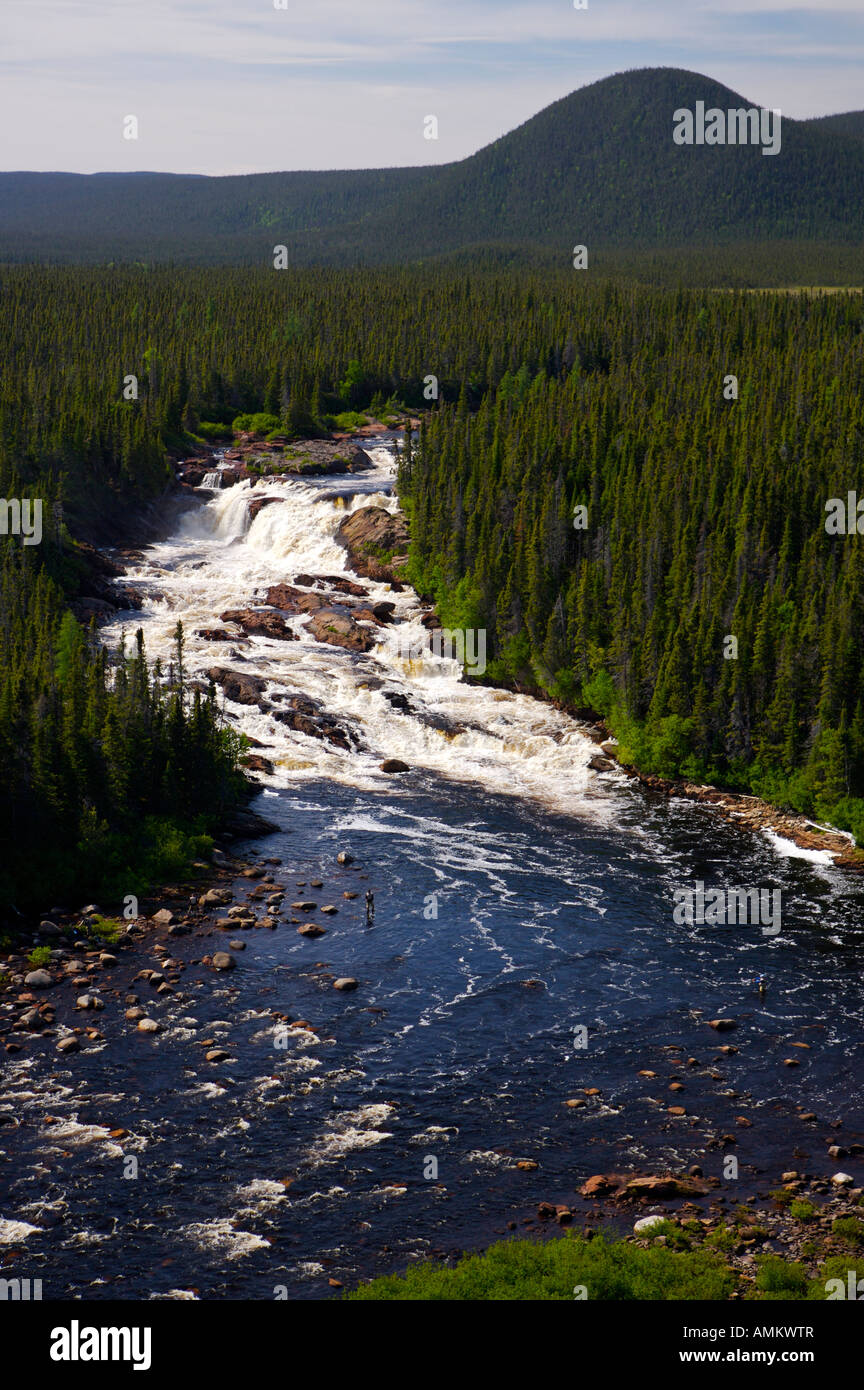Aerial view of White Bear River Falls in Southern Labrador, Labrador ...