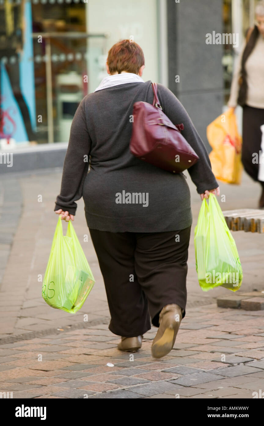 An obese woman in Leicester UK Stock Photo - Alamy