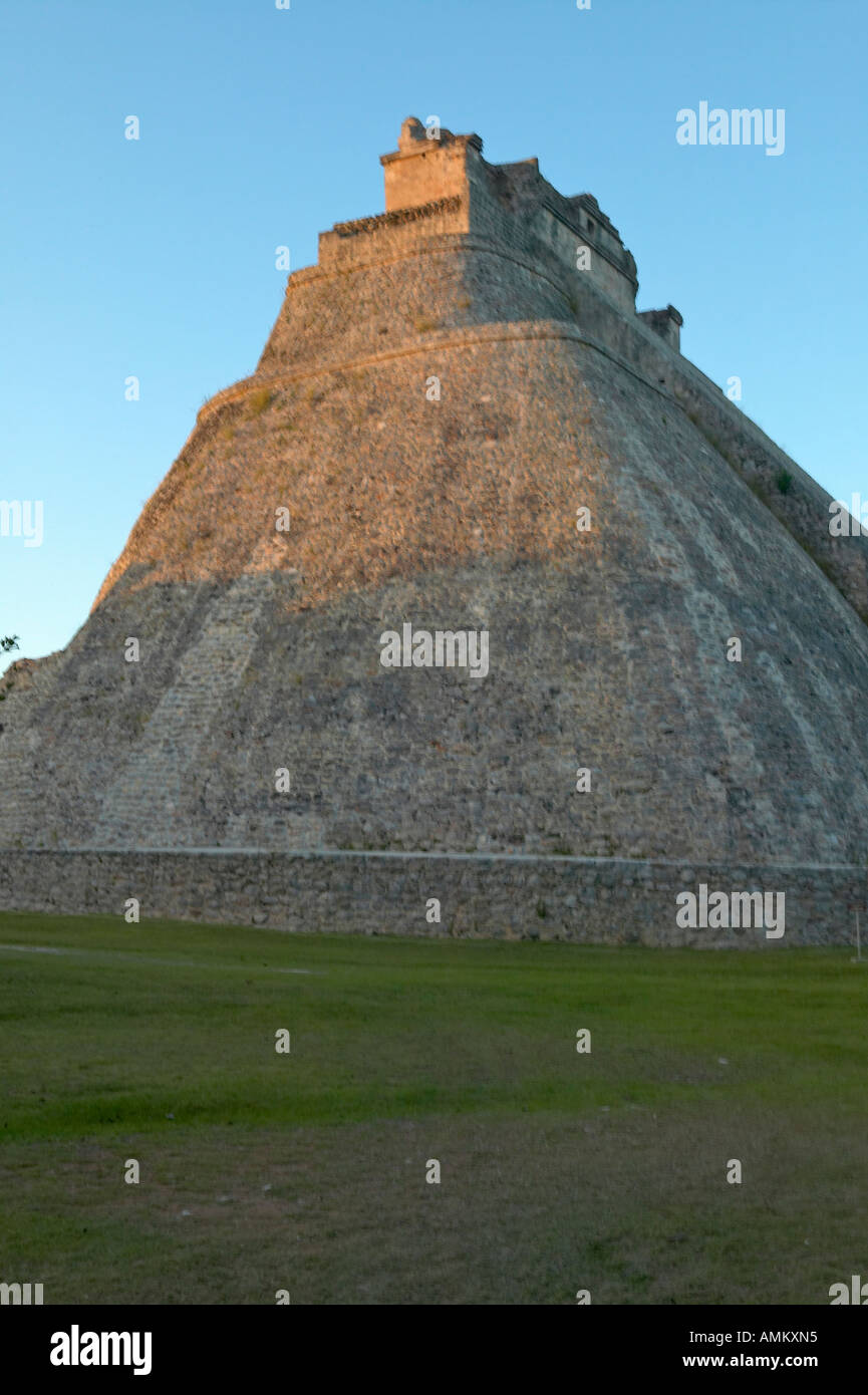 Pyramid of the Magician Mayan ruin in the Yucatan Peninsula Mexico at ...