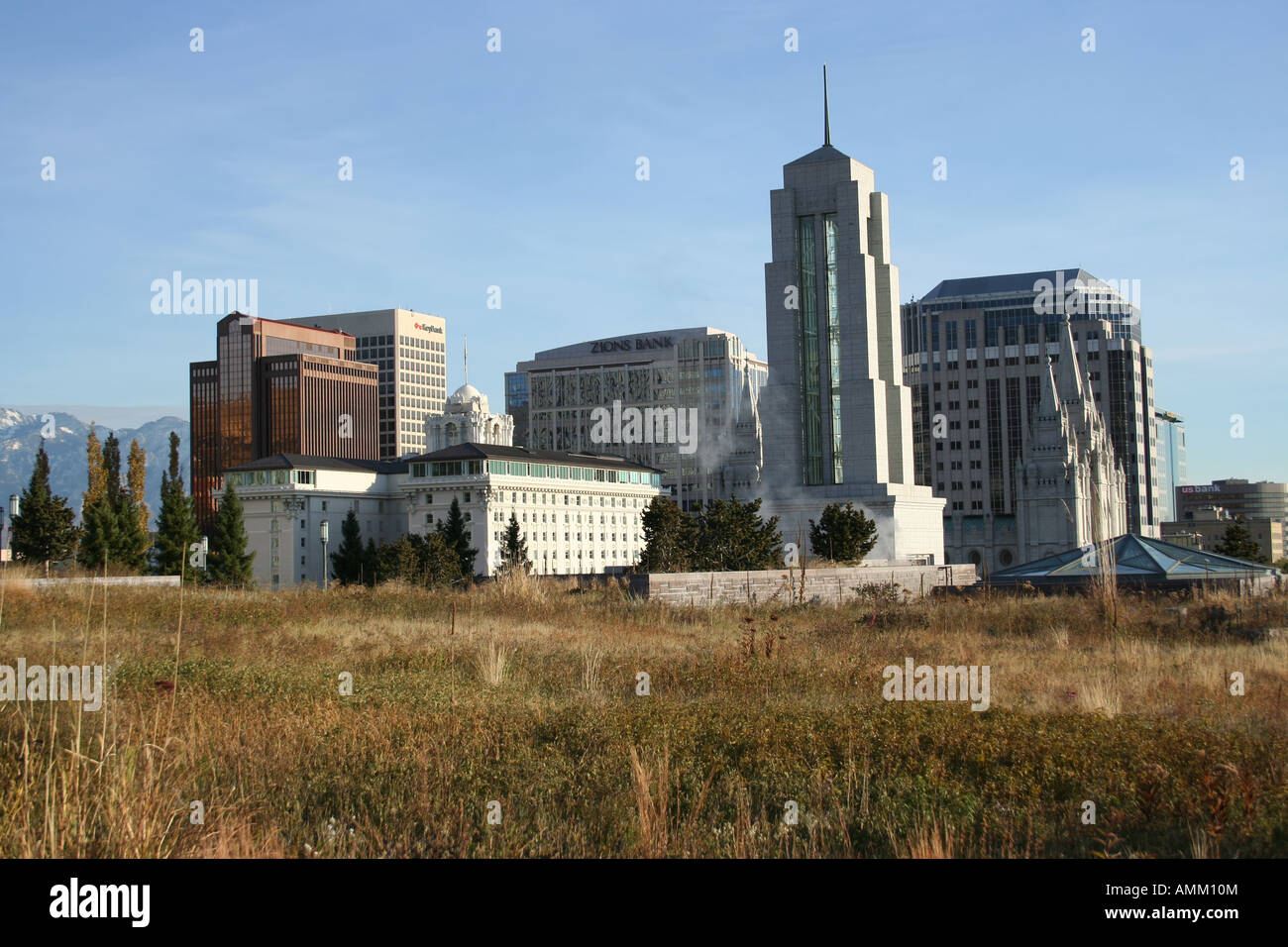 Zions bank tower and Temple from roof of LDS Conference Center Salt ...