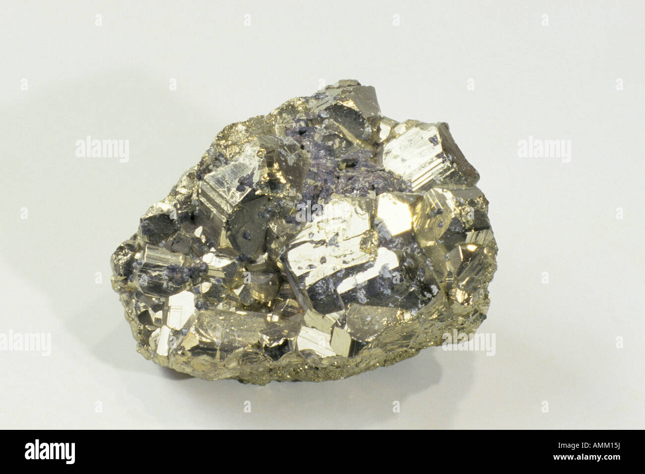 Pyrite, Iron sulphide, Iron pyrites, Fools Gold (FeS), crystal ...